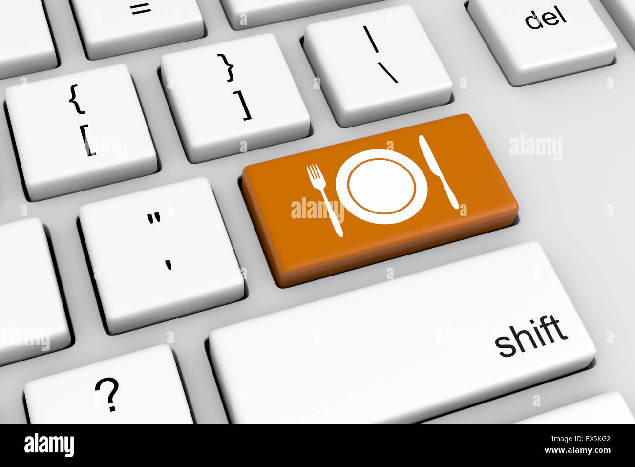 Computer Keyboard with Cutlery and Plate Restaurant Button Illustration ...
