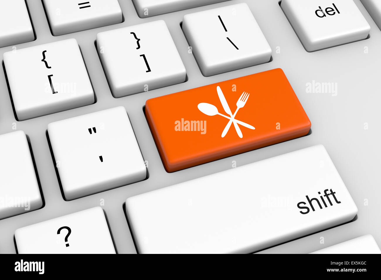 Computer Keyboard with Cutlery Restaurant Button Illustration Stock ...
