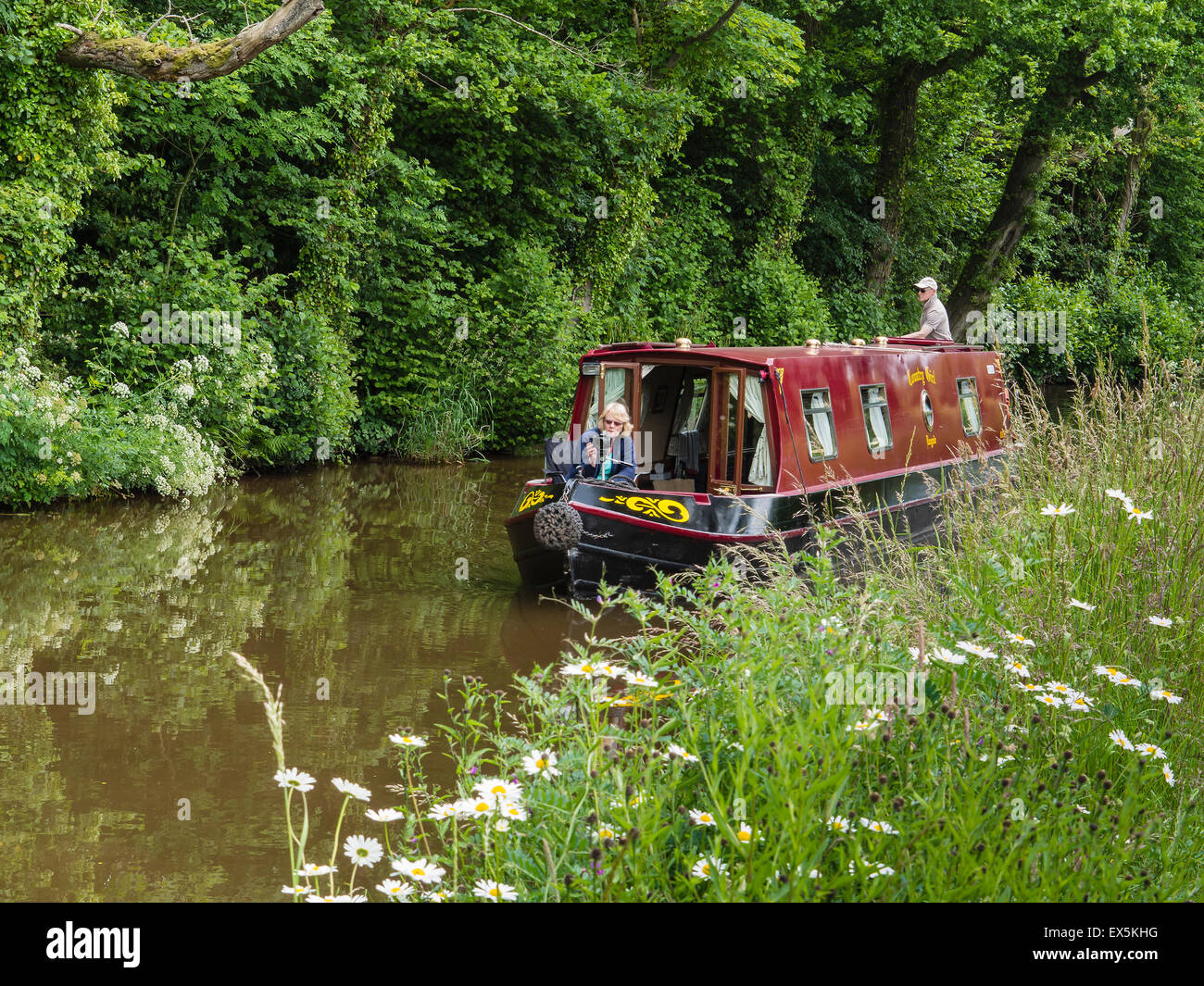 Canal Boat on the Monmouthshire and Brecon Canal, (Mon & Brec), near ...