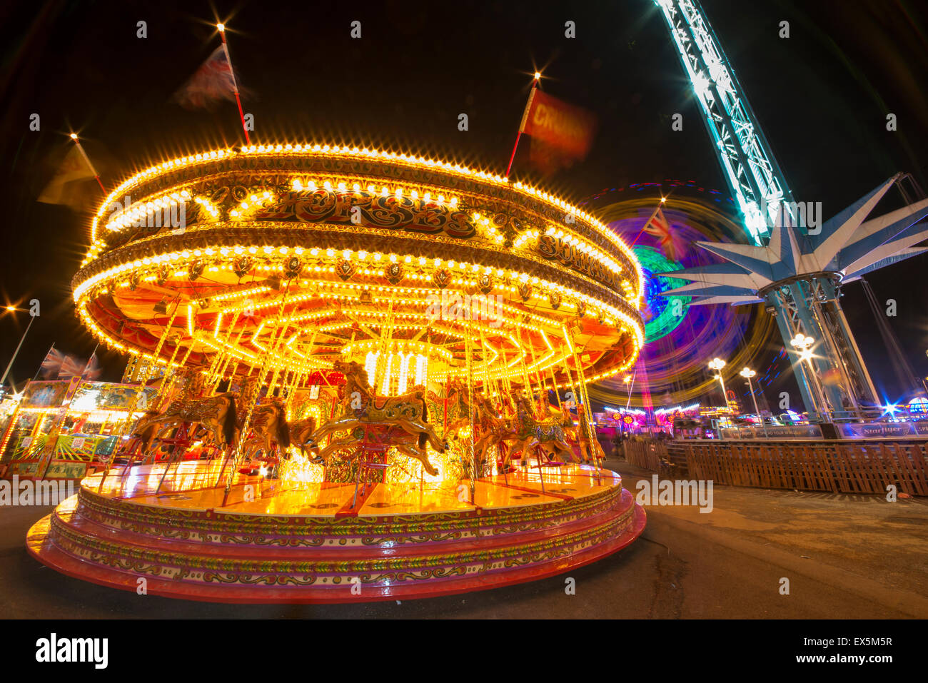 Steam powered Carousel at Hull Fair, Hull, England Stock Photo - Alamy