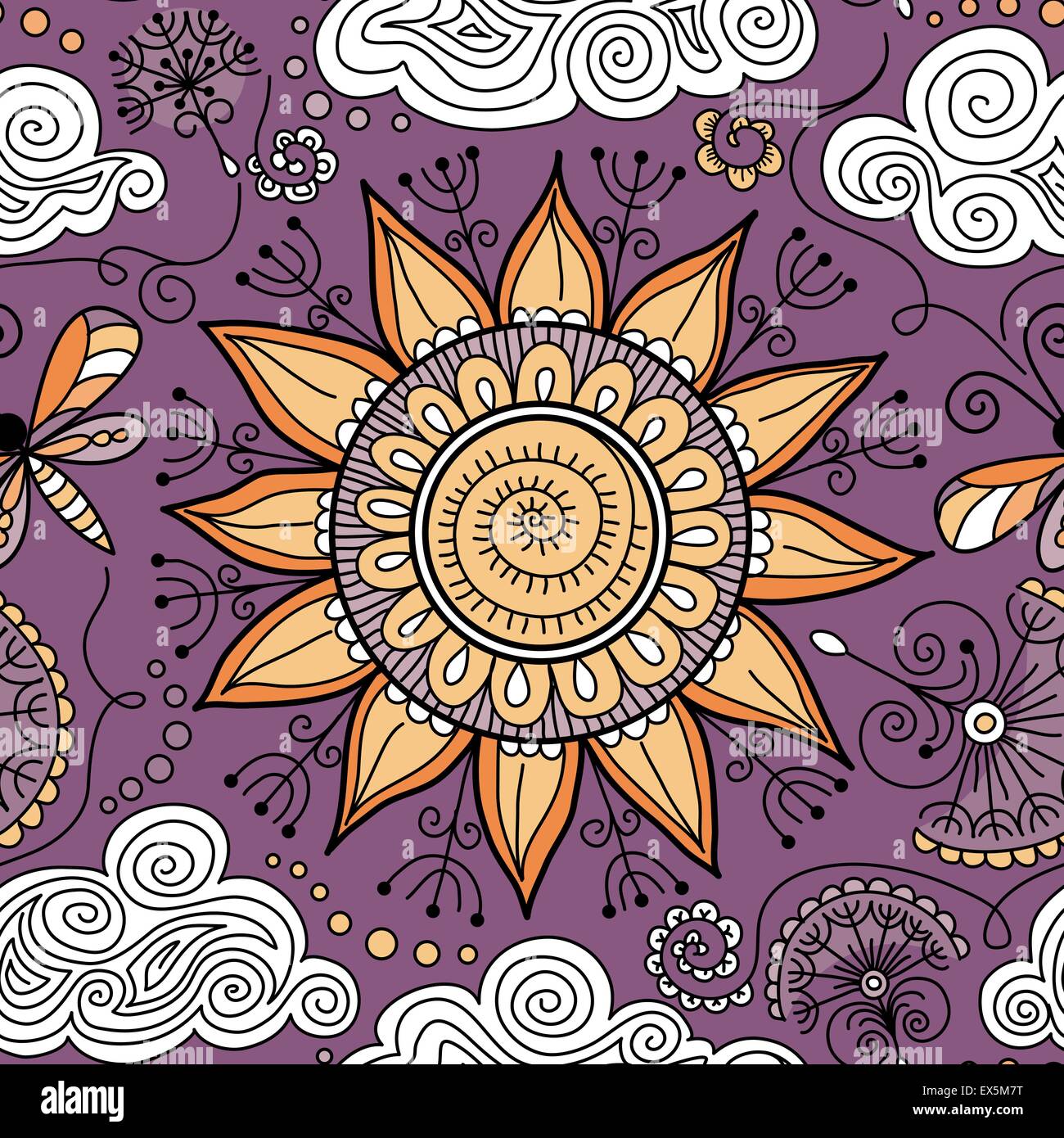 vector seamless sunny floral pattern Stock Vector Image & Art - Alamy