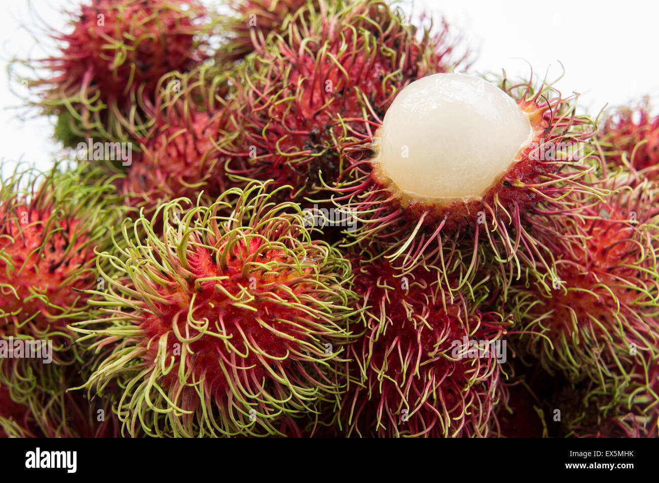 rambutan closeup hairy delicious agriculture Stock Photo - Alamy