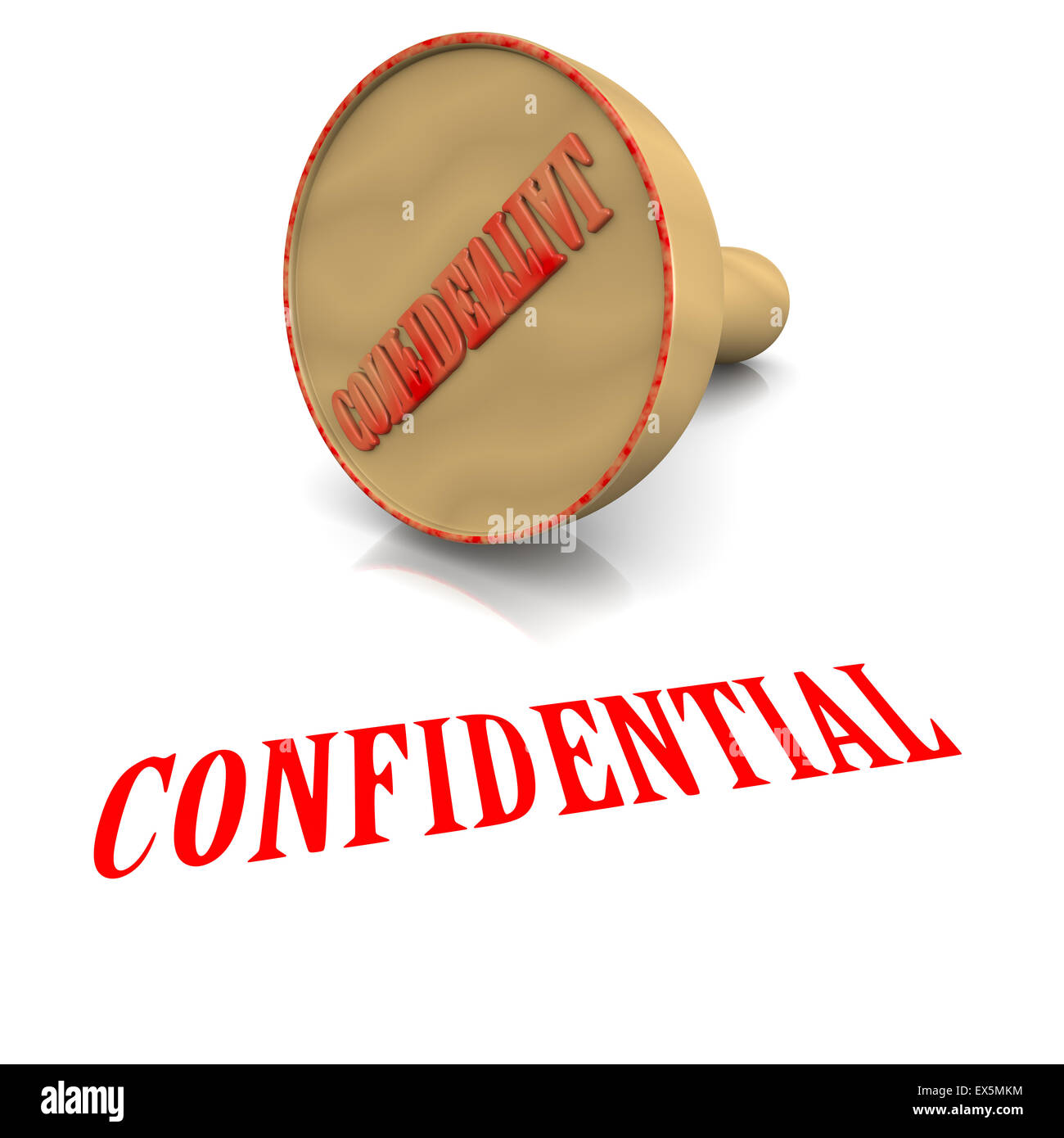 Confidential Red Ink Text Wooden Stamp on White Background 3D ...