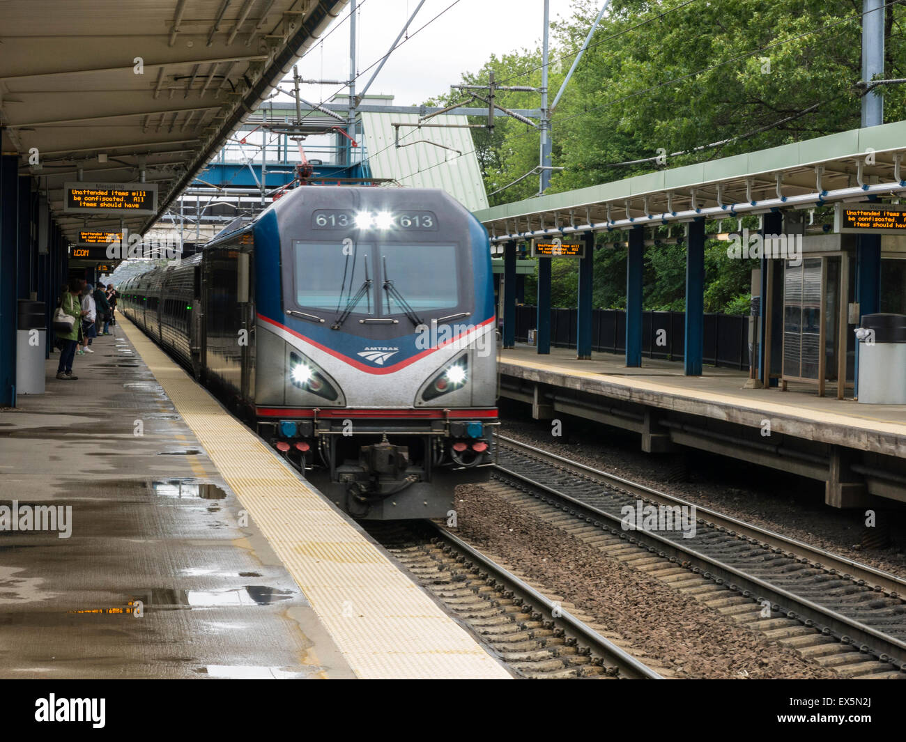 Amtrak Regional passenger train Approaching Station, MA, USA Stock ...