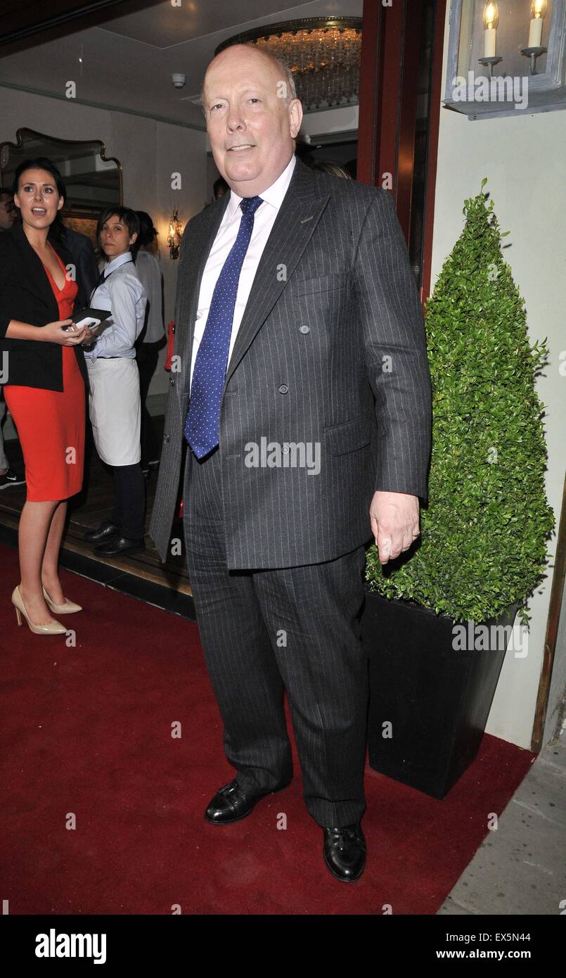 London. UK. Lord Fellowes (Julian Fellowes) at the Daphne's restaurant ...