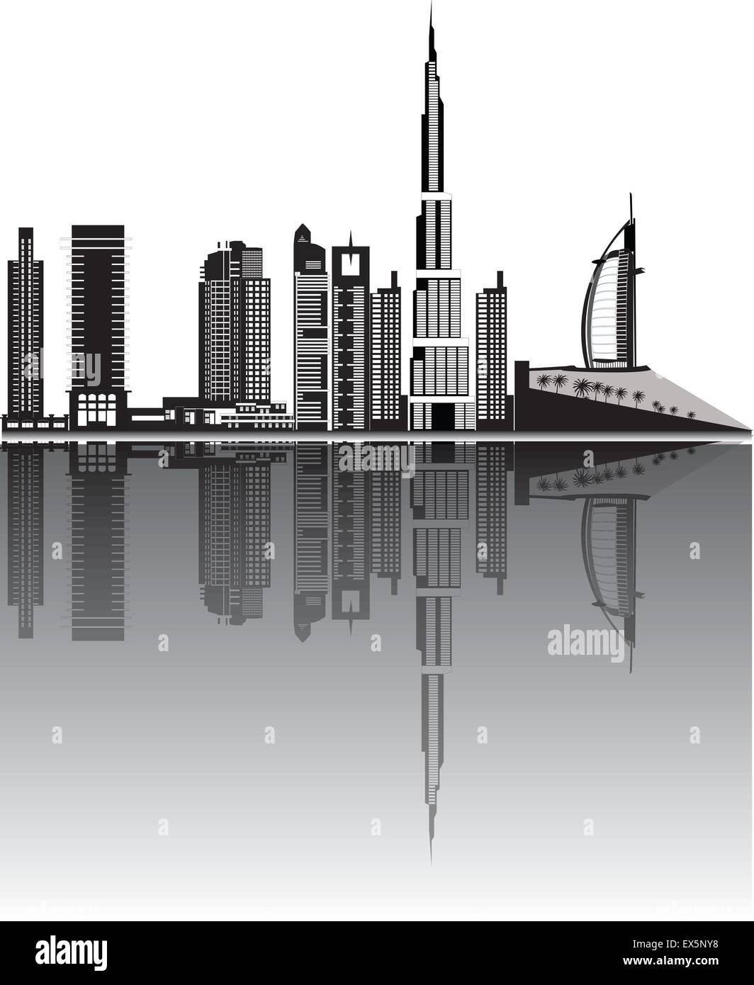 Dubai city skyline black white Stock Vector Images - Alamy