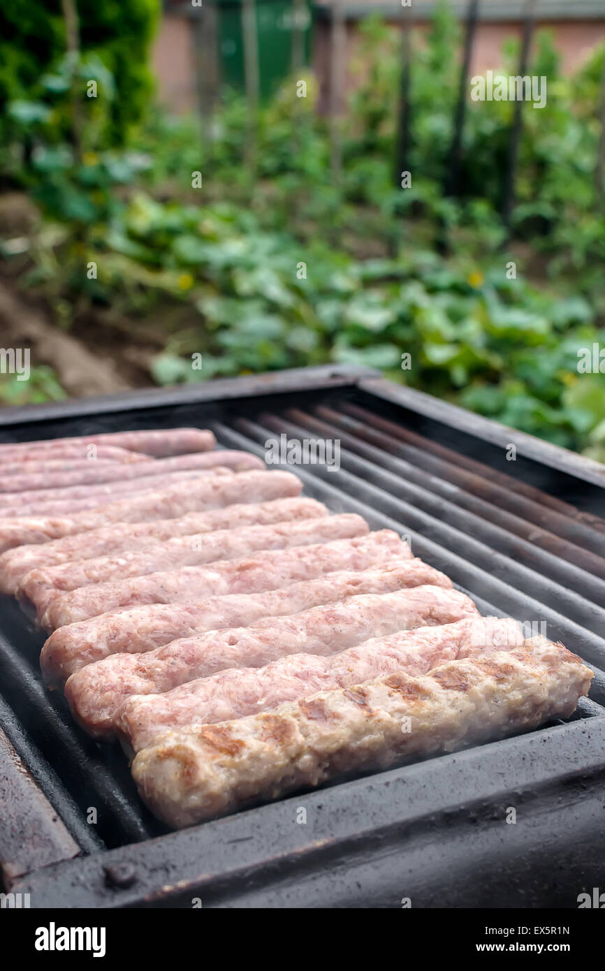 Raw kebapcheta - a traditional Bulgarian dish meat roasted on an ...