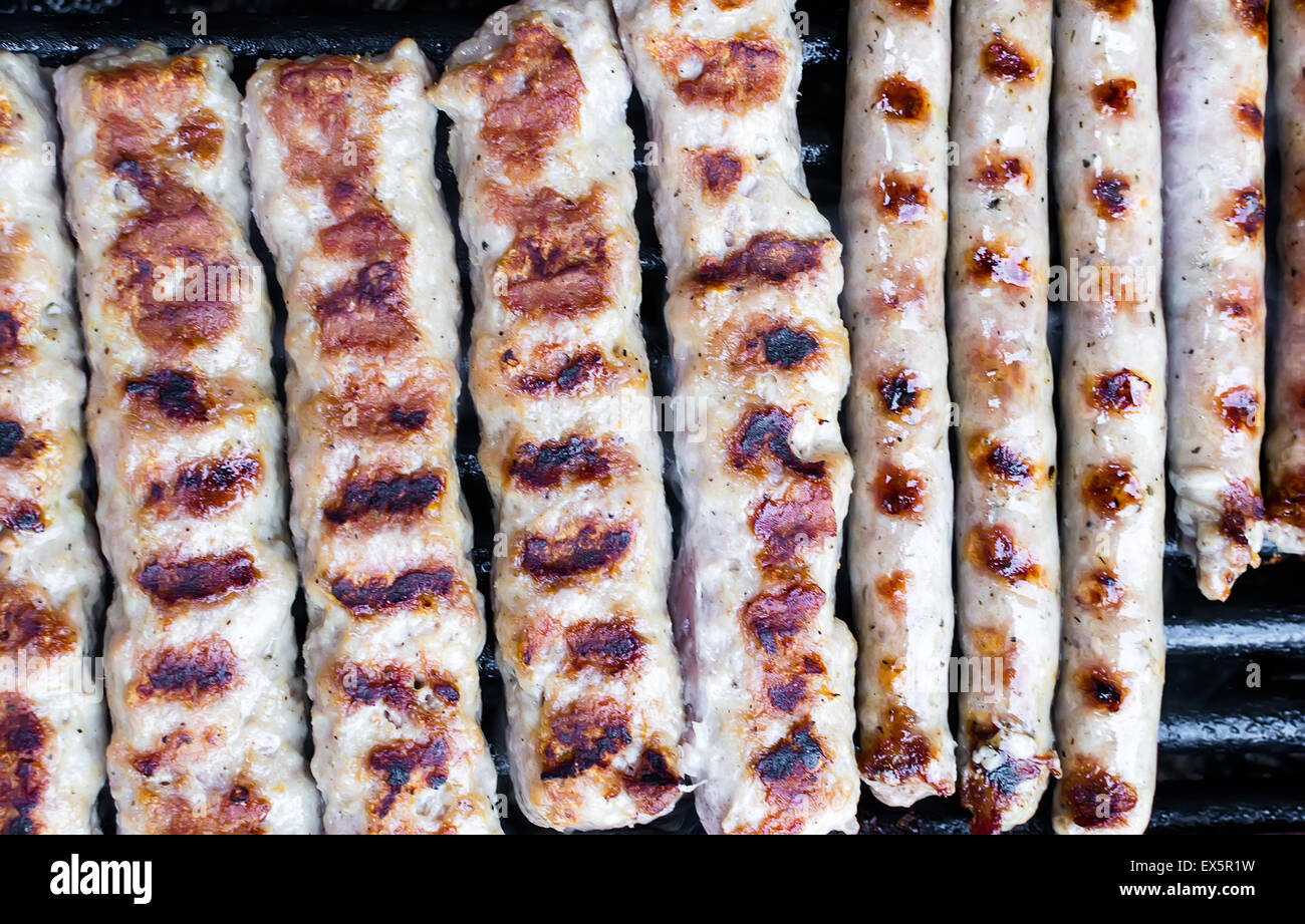 Kebapche - a traditional Bulgarian dish meat roasted on an electric ...