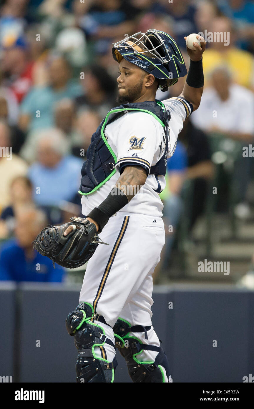 Milwaukee, WI, USA. 7th July, 2015. Milwaukee Brewers catcher Martin ...