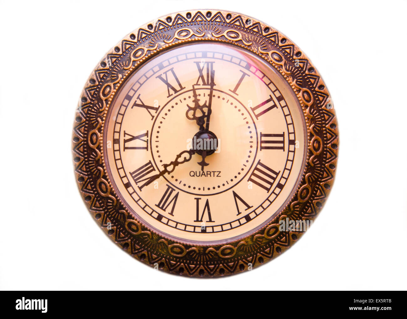 Clock Face seen from the front of a white background Stock Photo - Alamy