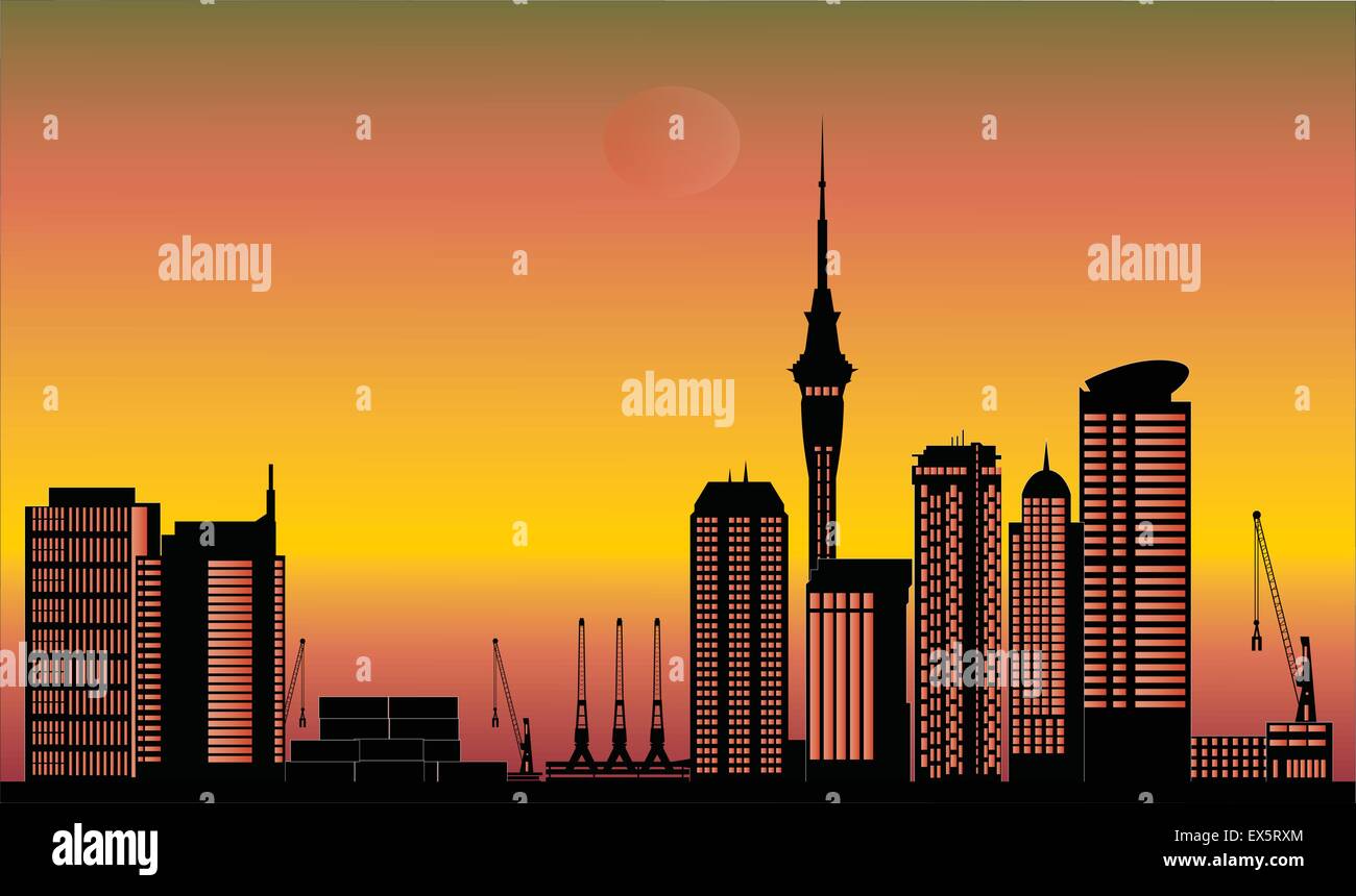 city skyline of auckland Stock Vector Image & Art - Alamy
