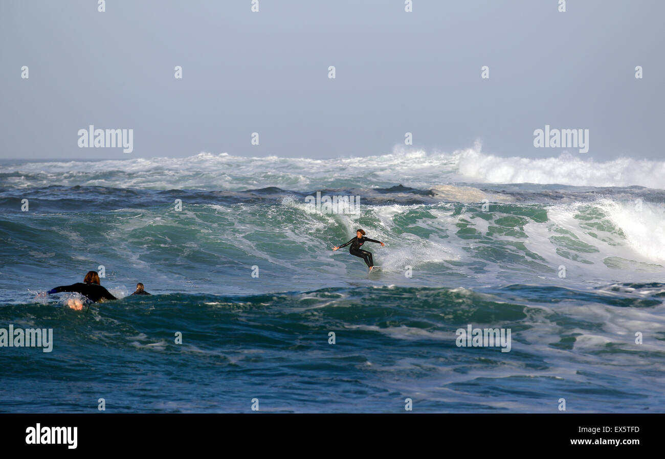 Female surfer riding ocean wave, Sayulita, Nayarit, Mexico Stock Photo ...