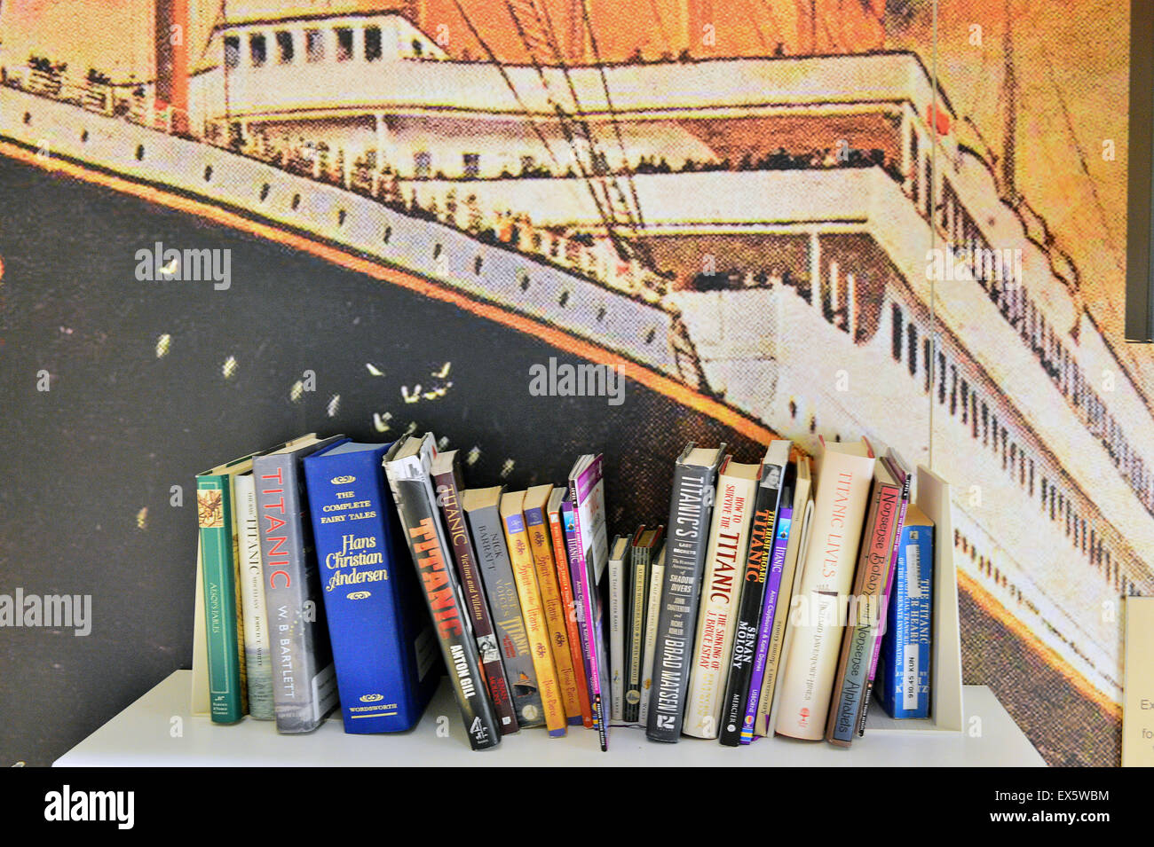 Display of books on the Belfast built Titanic ship at the Ulster ...