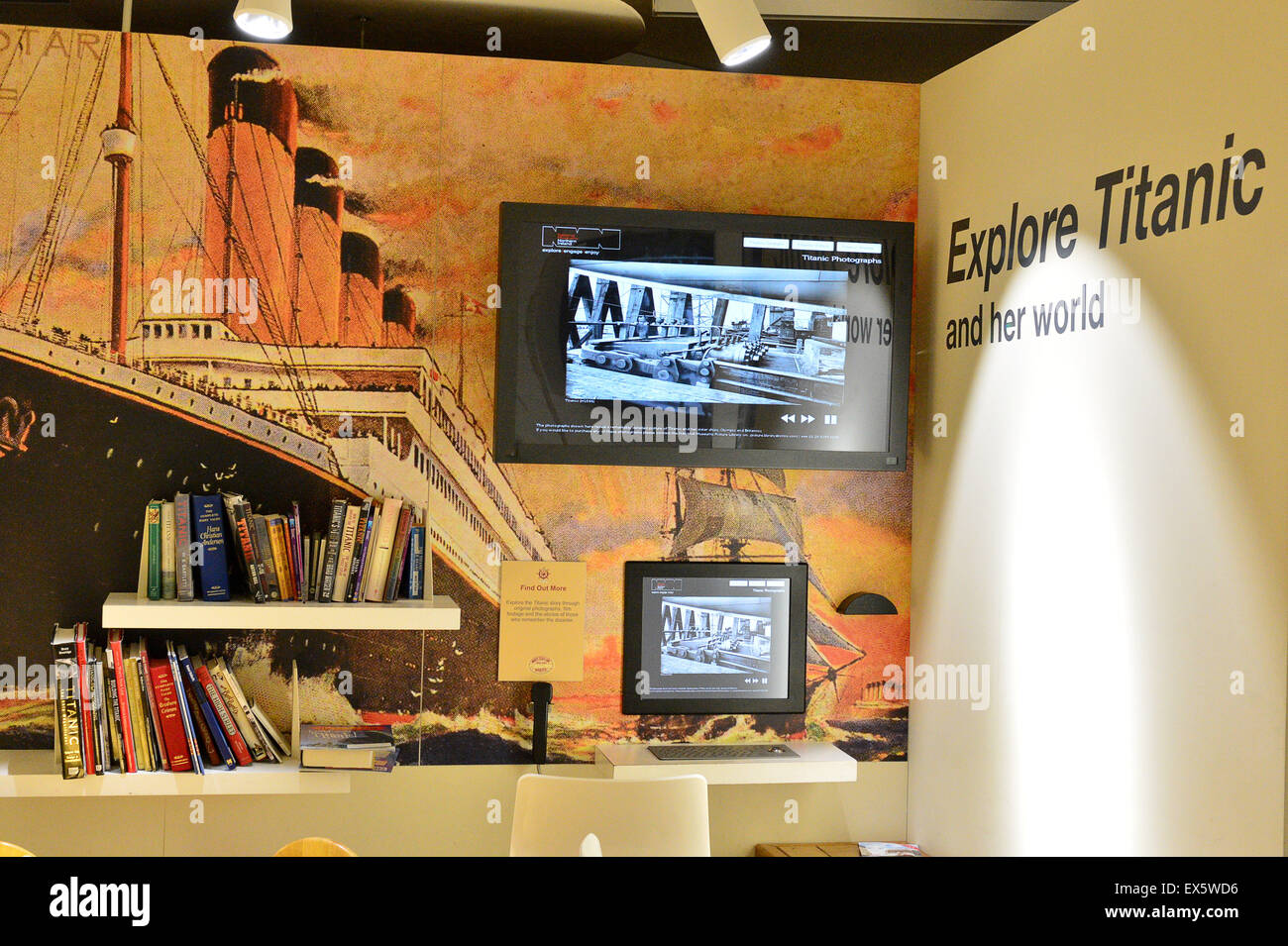 Display of books on the Belfast built Titanic ship at the Ulster ...
