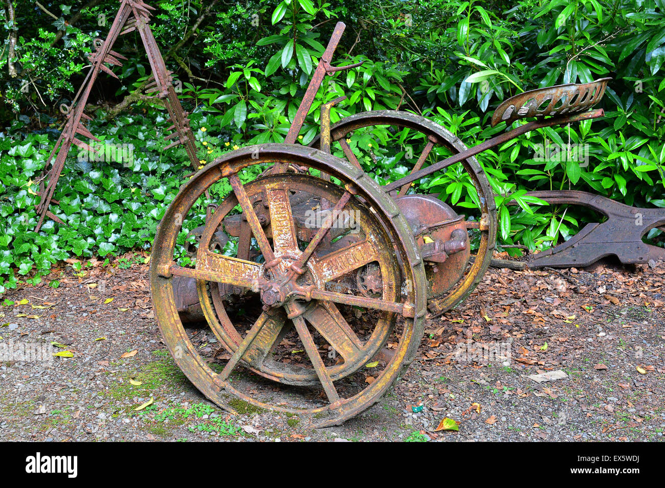 19th century wheeled horse drawn single furrow plough at the Ulster ...