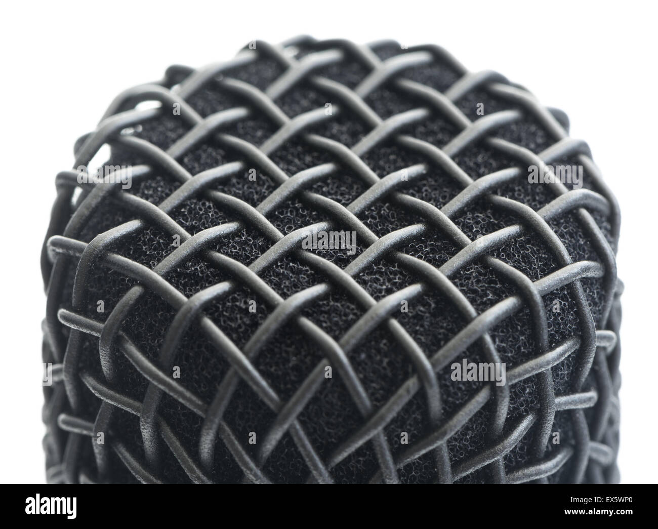 Close Up Detail of Microphone Head Isolated on White Background Stock ...
