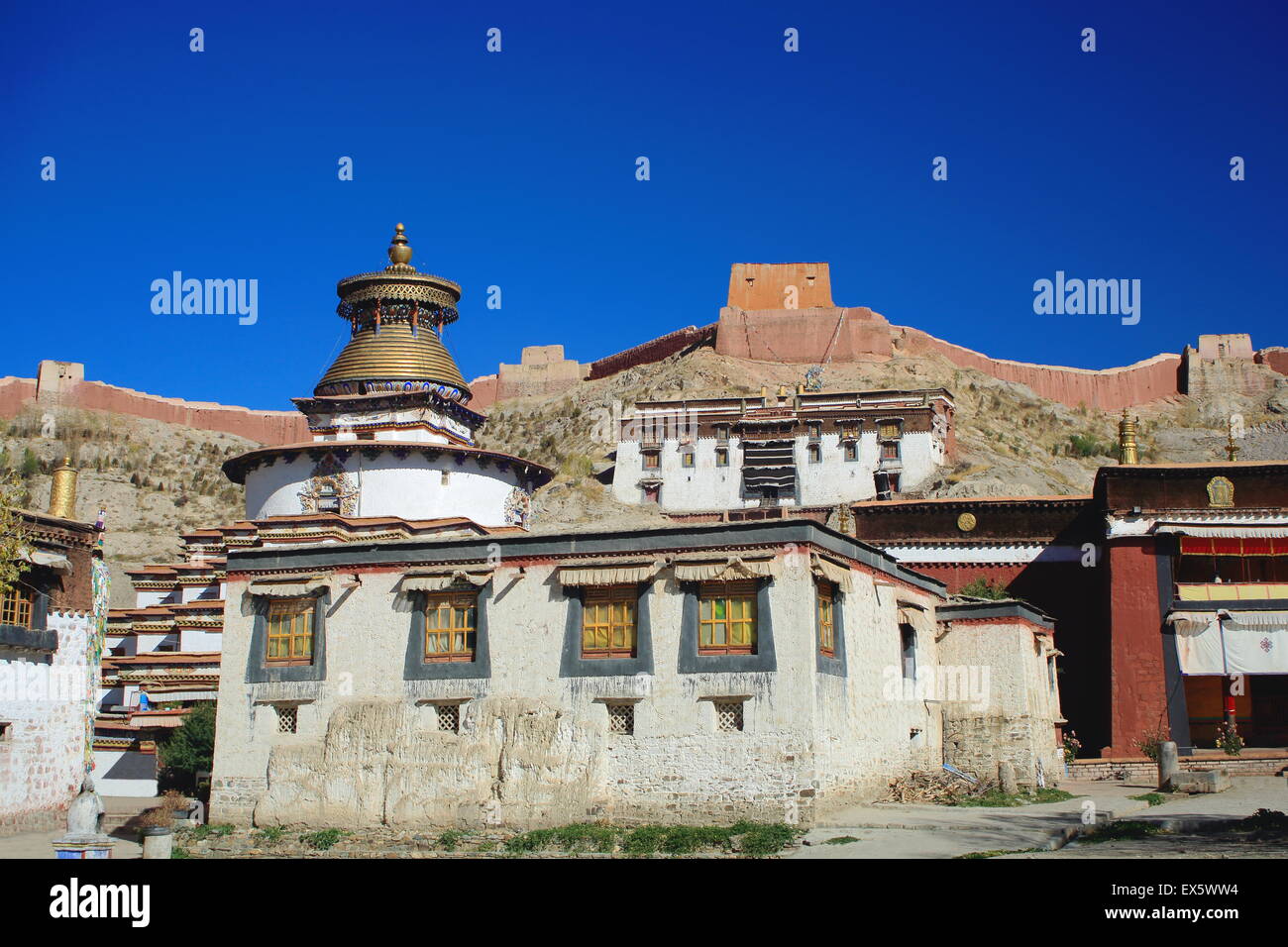 The 1427 AD.built Kumbum or Tashigomang pagoda jutting over the ...