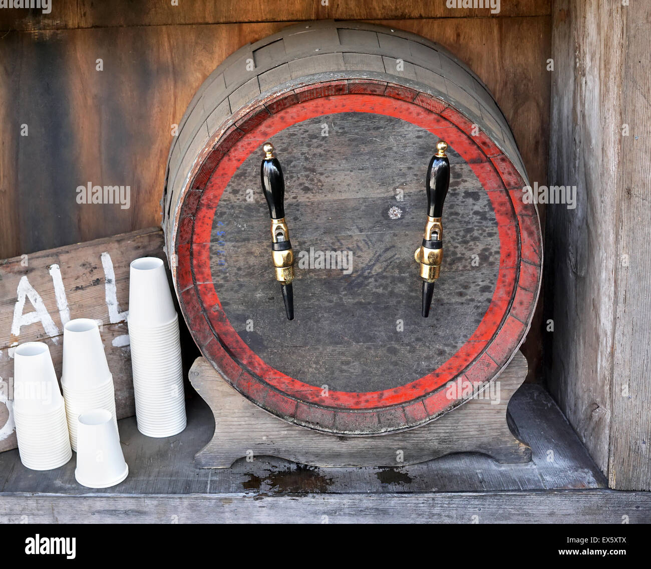 Beer keg with spigot faucet barrel taps Stock Photo - Alamy
