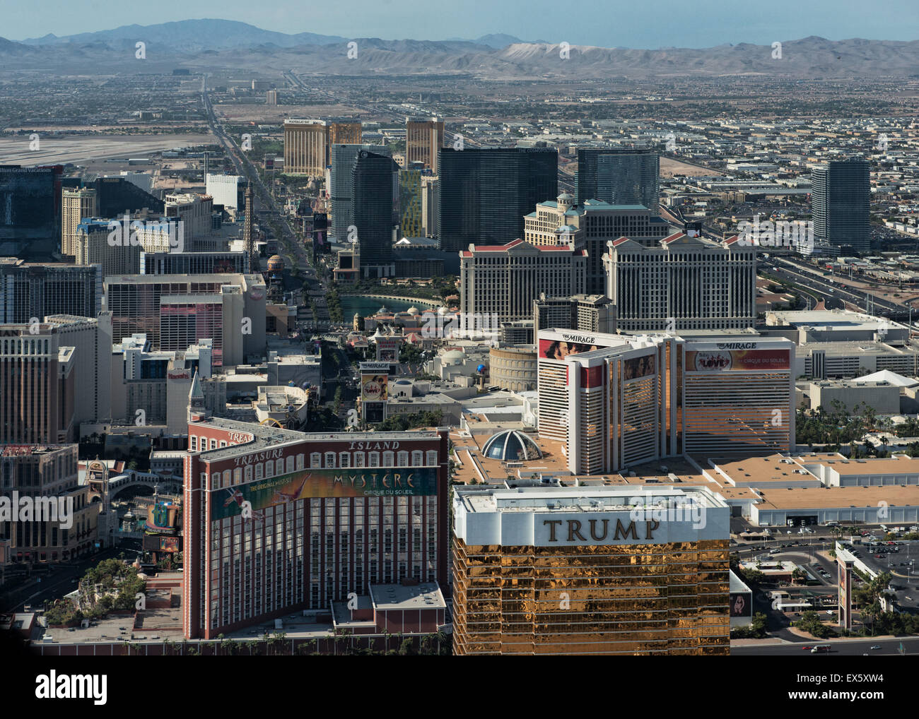 Las Vegas Skyline and the strip helicopter view Stock Photo - Alamy