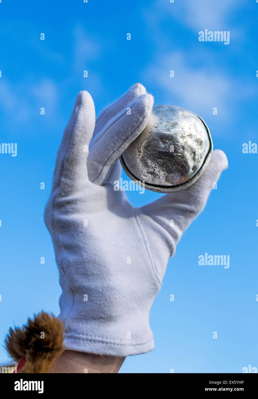 The Lady Mayoress of St.Ives in Cornwall, UK, holds the Silver Hurling ...