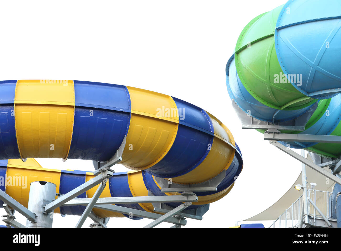 Slider in swimming pool with sky background Stock Photo - Alamy