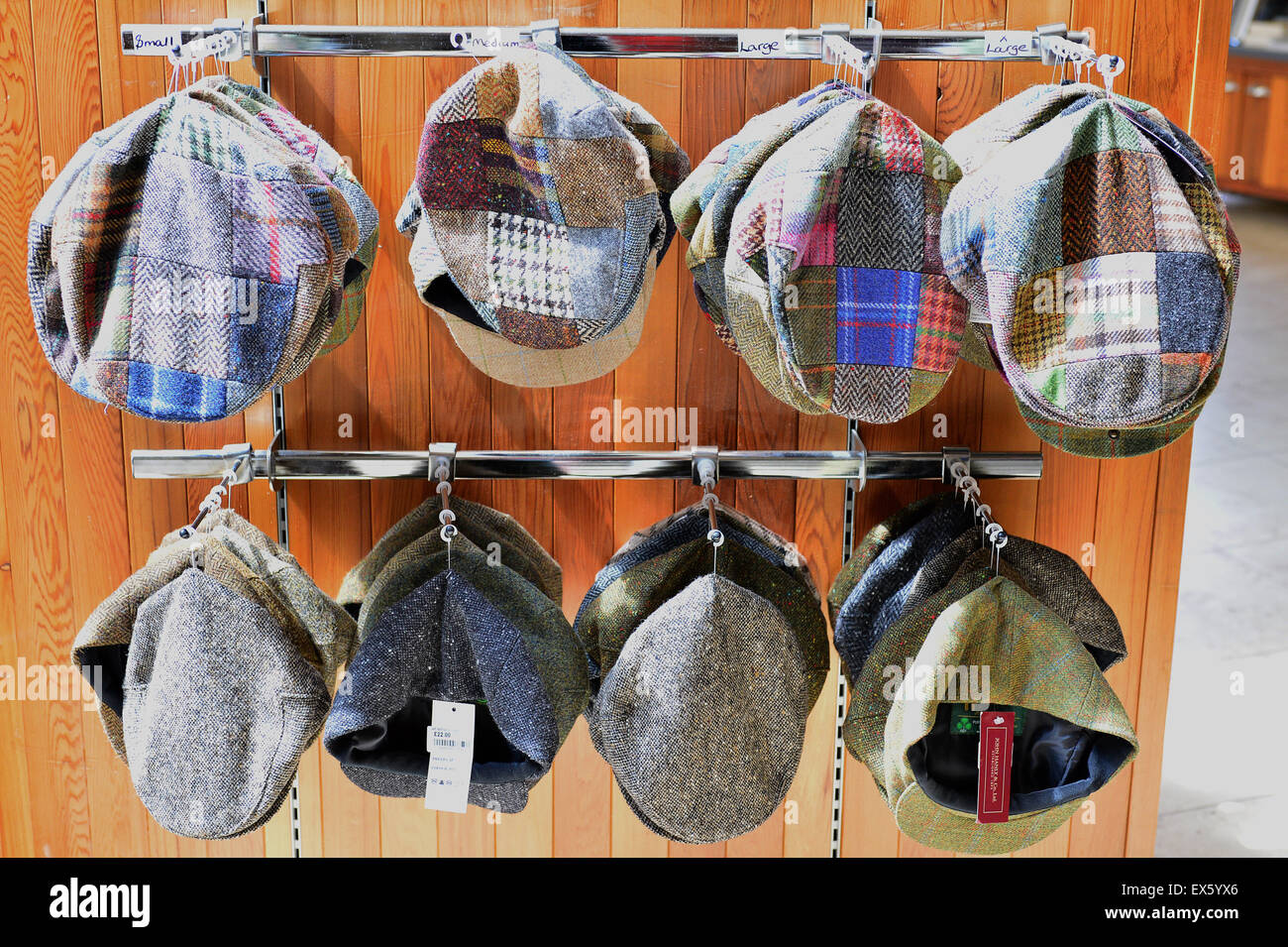 Irish tweed caps on display at the visitors shop, Ulster American Folk ...
