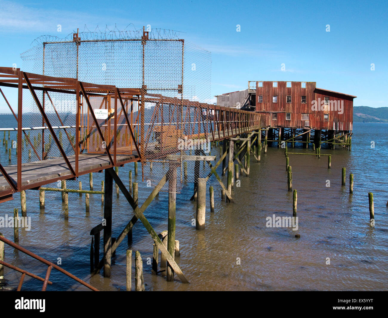 Astoria, Oregon, USA. Astoria waterfront where hundreds of pilings ...