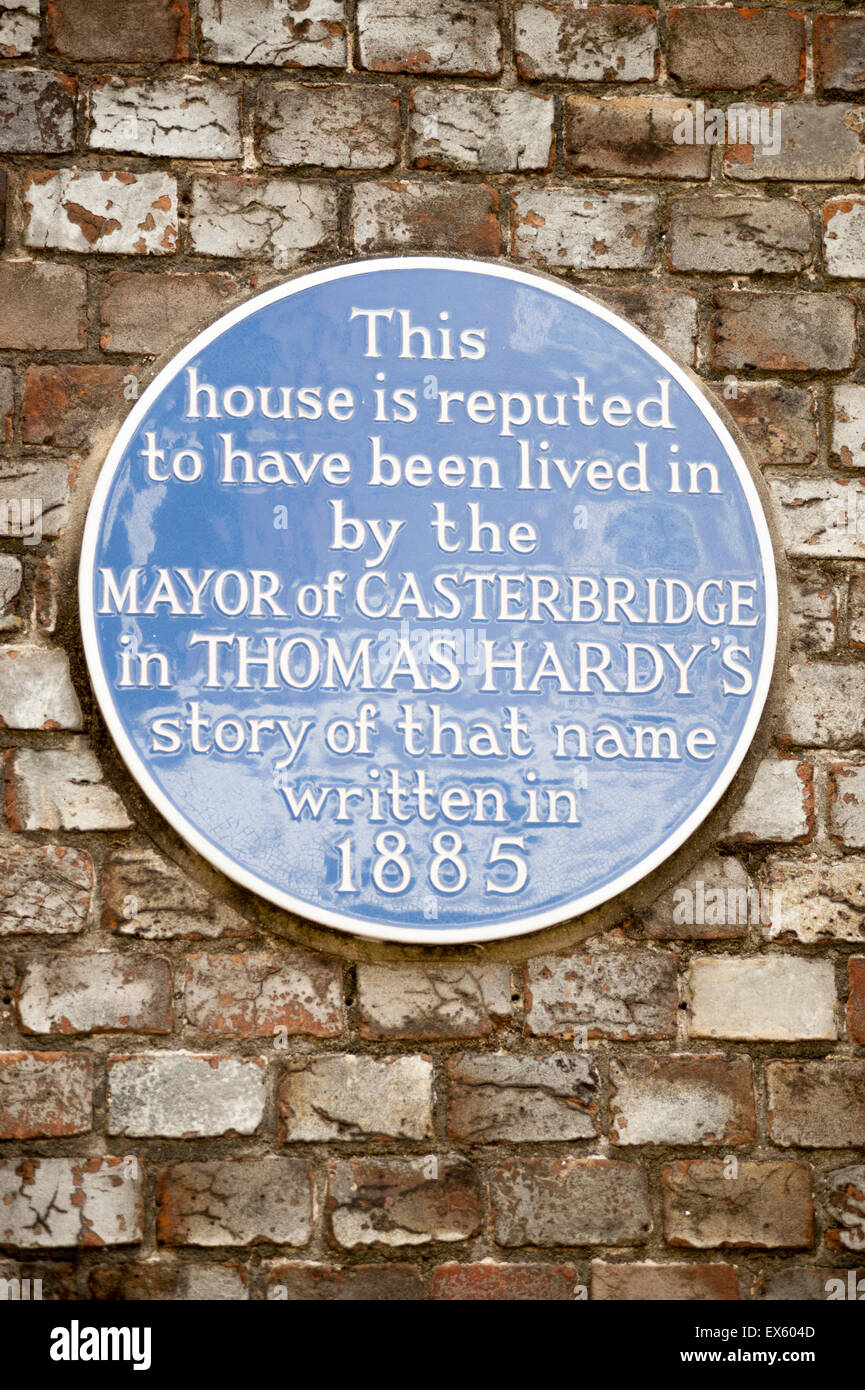 Plaque identifying location of the fictional Mayor of Casterbridge's ...