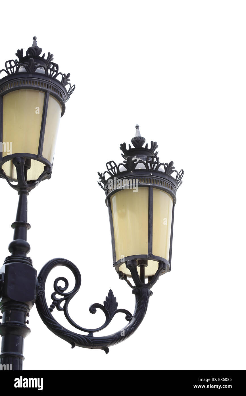 Antique lamp post isolated on a white background Stock Photo - Alamy