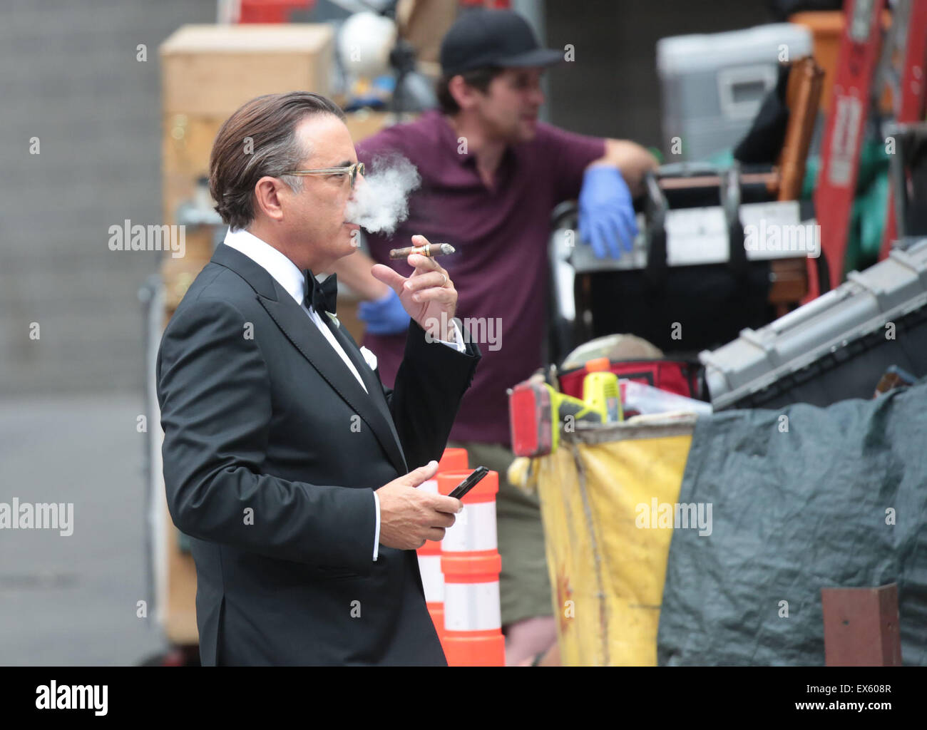 Boston, Massachusetts, USA. 7th July, 2015. Actor Andy Garcia smokes a ...
