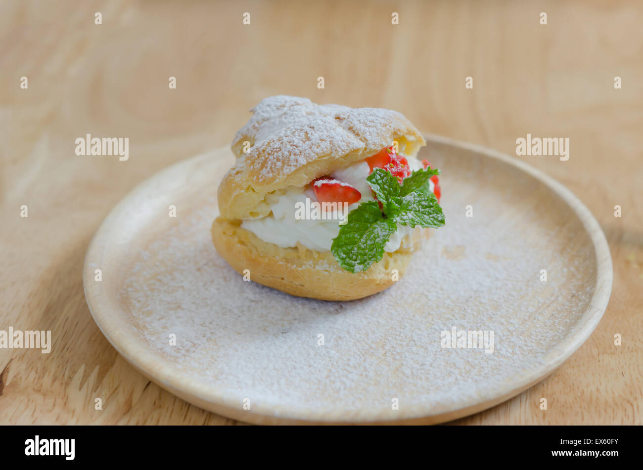 Fresh strawberry choux cream on hi-res stock photography and images - Alamy