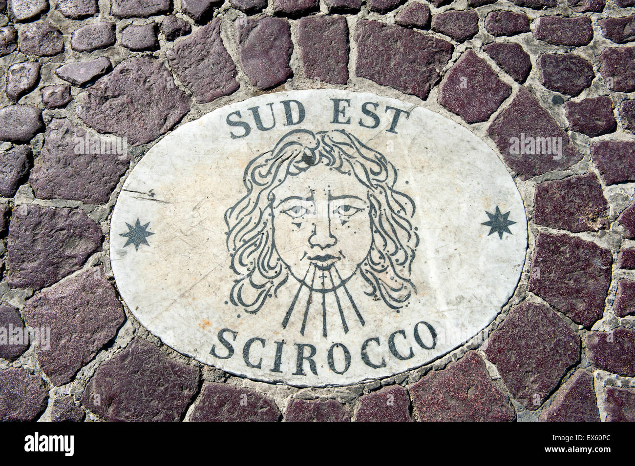 South east wind marker in St Peter Basilica Square, Rome, Italy Stock ...