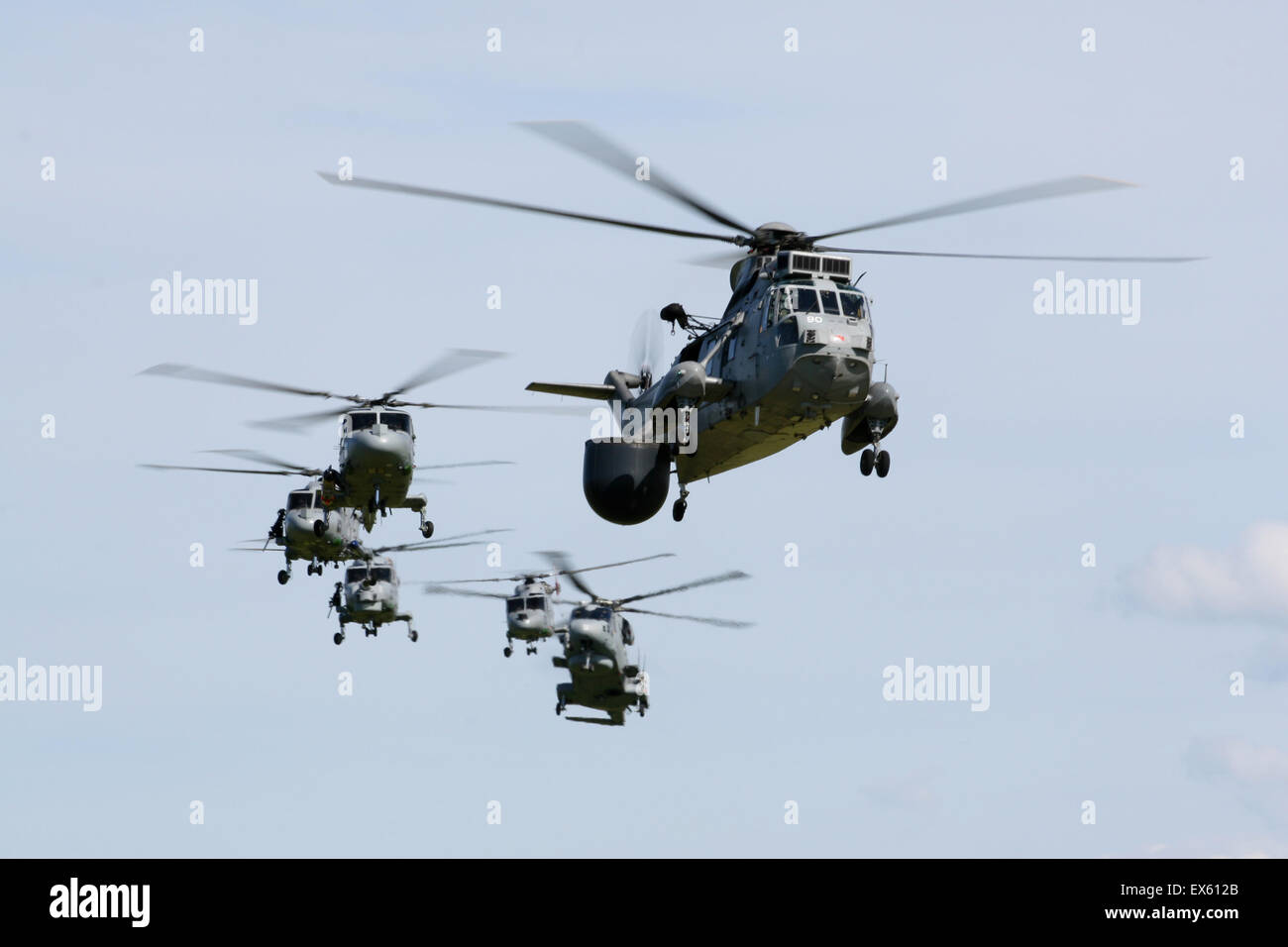 A Westland Sea King ASaC mk 7 leads three Lynx HAS mk 3 and a Lynx HMA ...