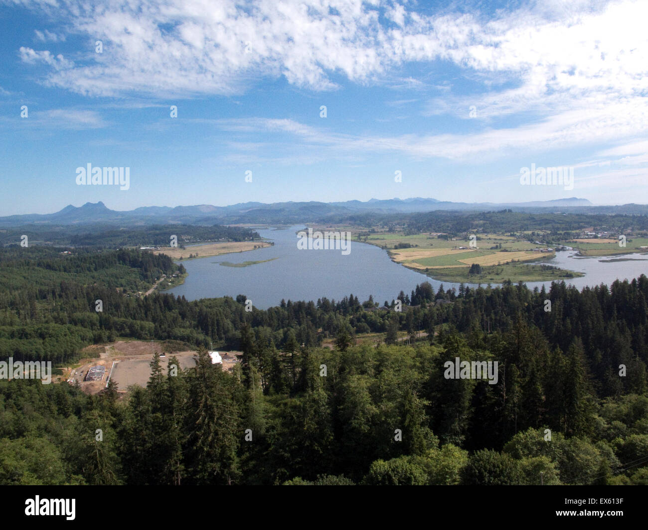 Astoria, Oregon, USA. View from the Astoria Column, a tower overlooking ...
