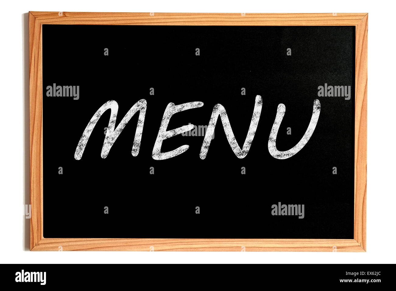 Menu Chalk Text on Chalkboard with Wooden Frame on White Stock Photo ...