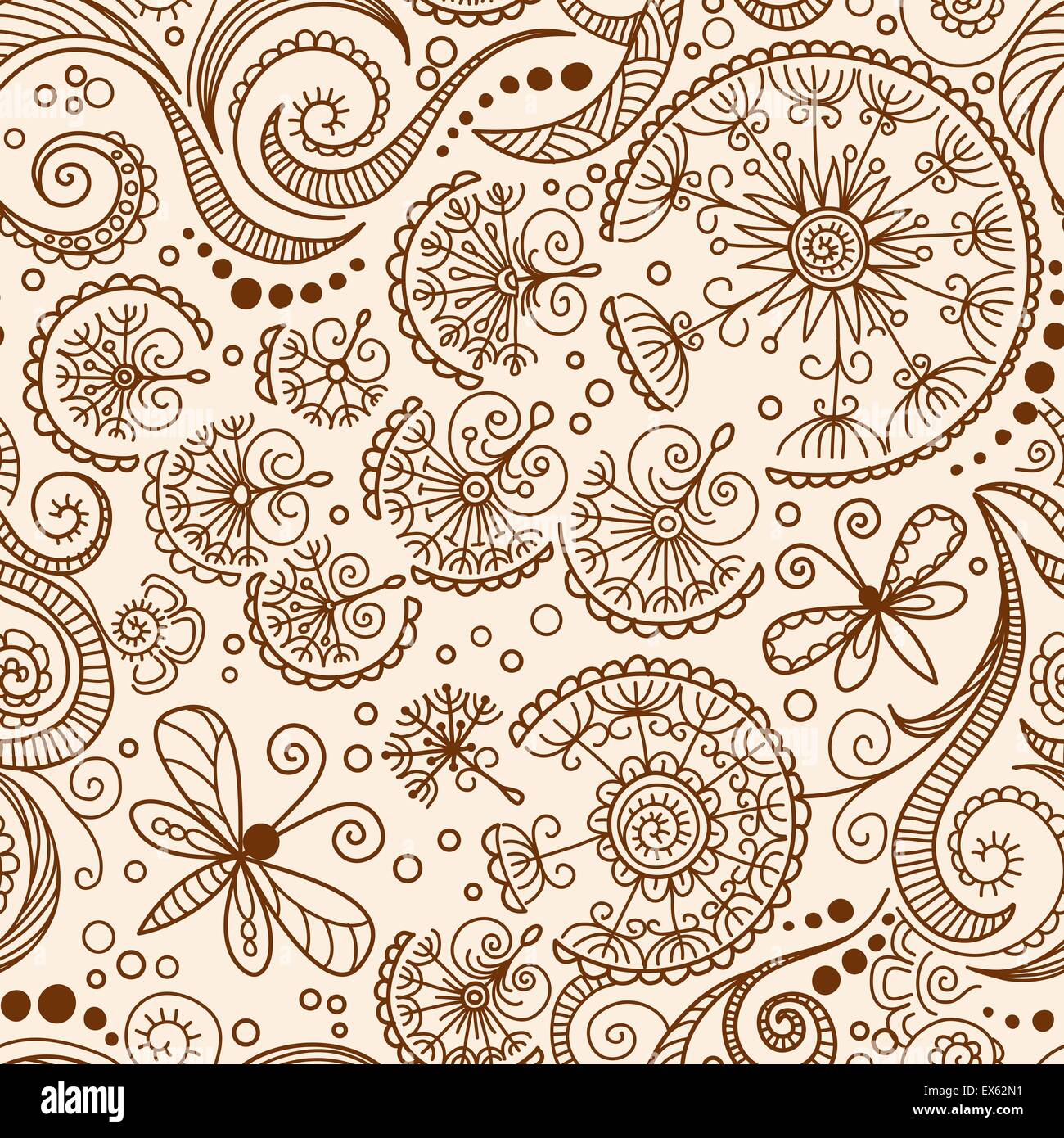 vector seamless Henna mehndi doodle pattern Stock Vector Image & Art ...