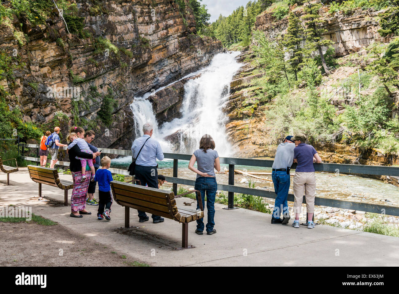 Cameron falls waterton lakes national park waterfall hi-res stock ...