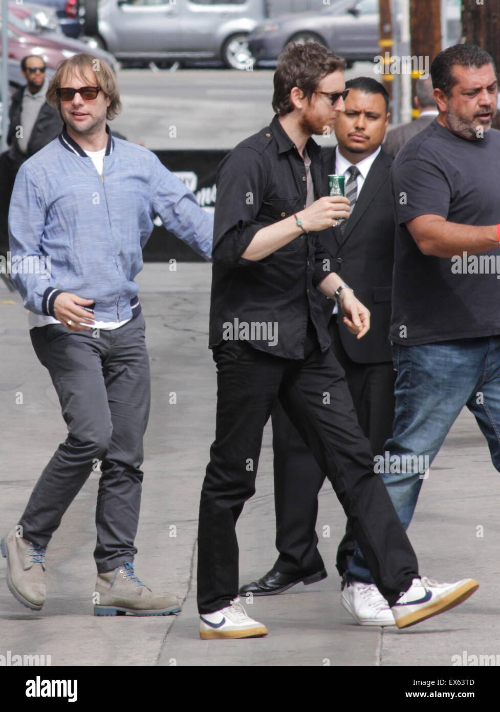 Maroon 5 band members arrive at Jimmy Kimmel Live! Featuring: Mickey ...