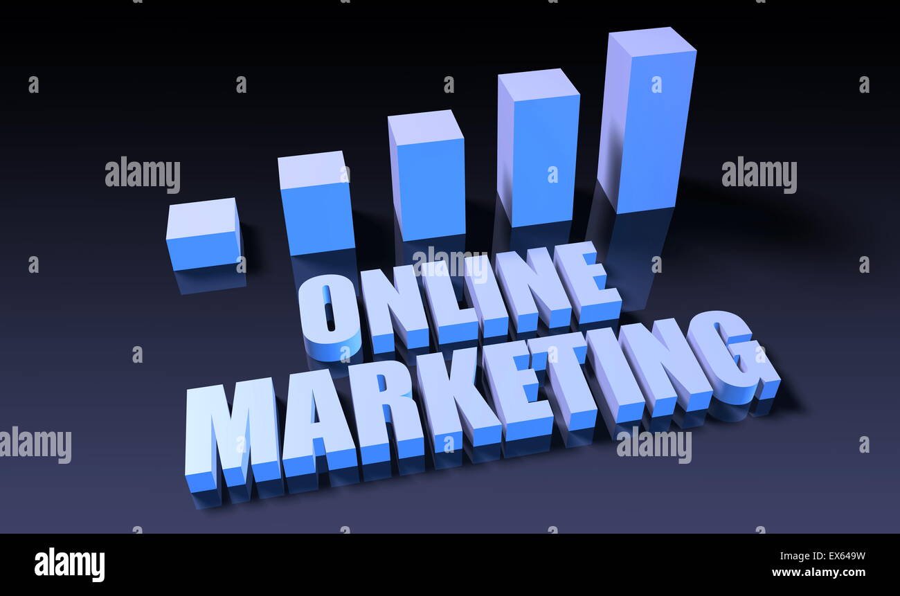 Online marketing graph chart in 3d on blue and black Stock Photo - Alamy