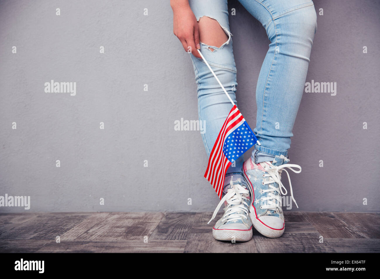 Closeup portrait of female legs with USA flag Stock Photo - Alamy
