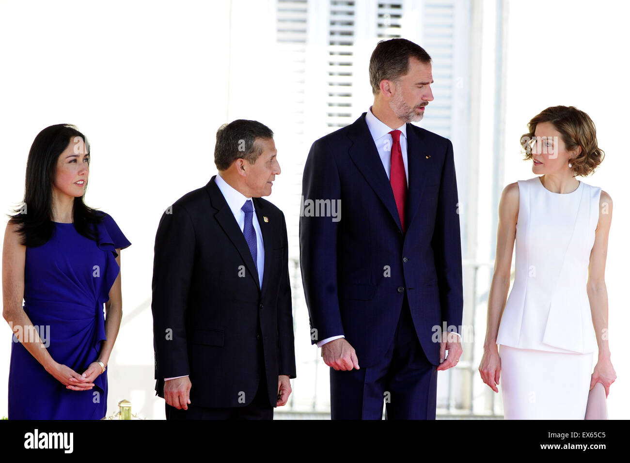 Madrid, Spain. 07th July, 2015. Spain's King Felipe VI and his wife ...
