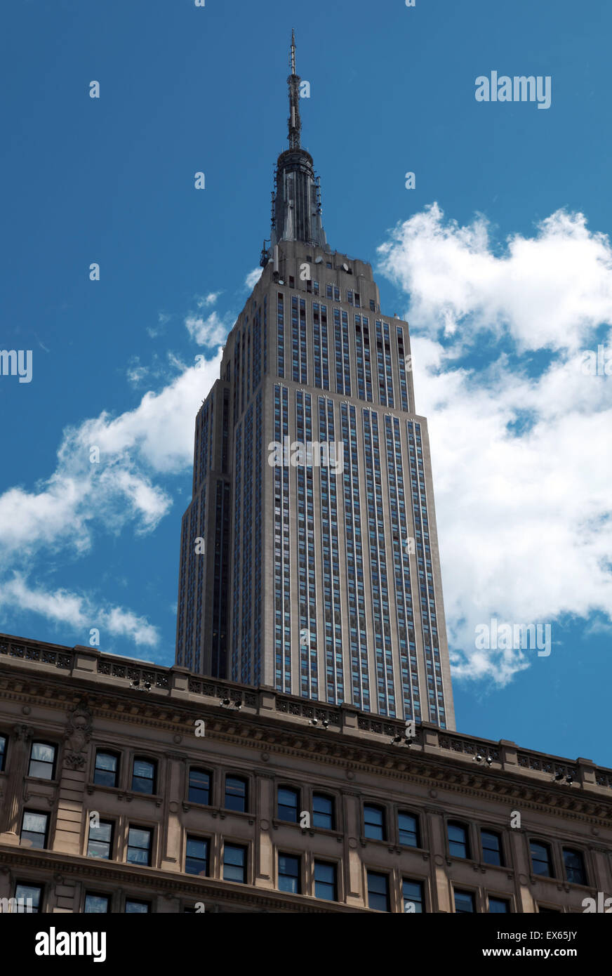 It's a photo of the Empire State Building with a dynamic angle. It's a ...