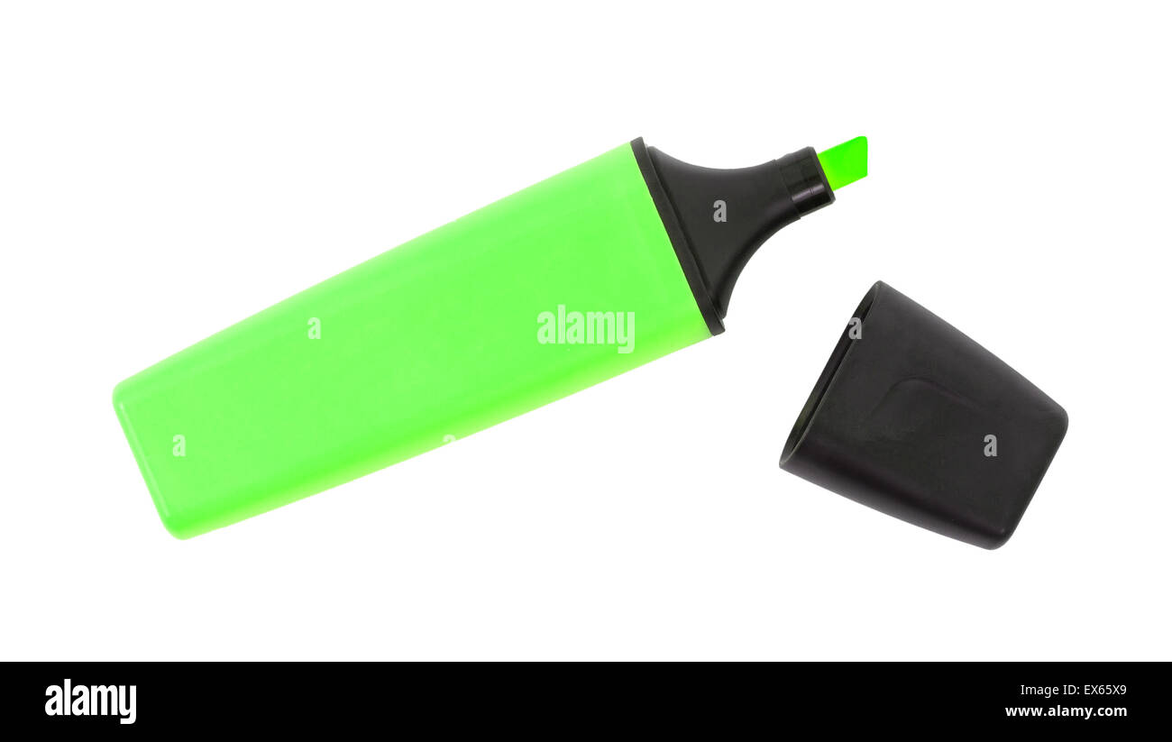 Green highlighter isolated over a white background Stock Photo - Alamy