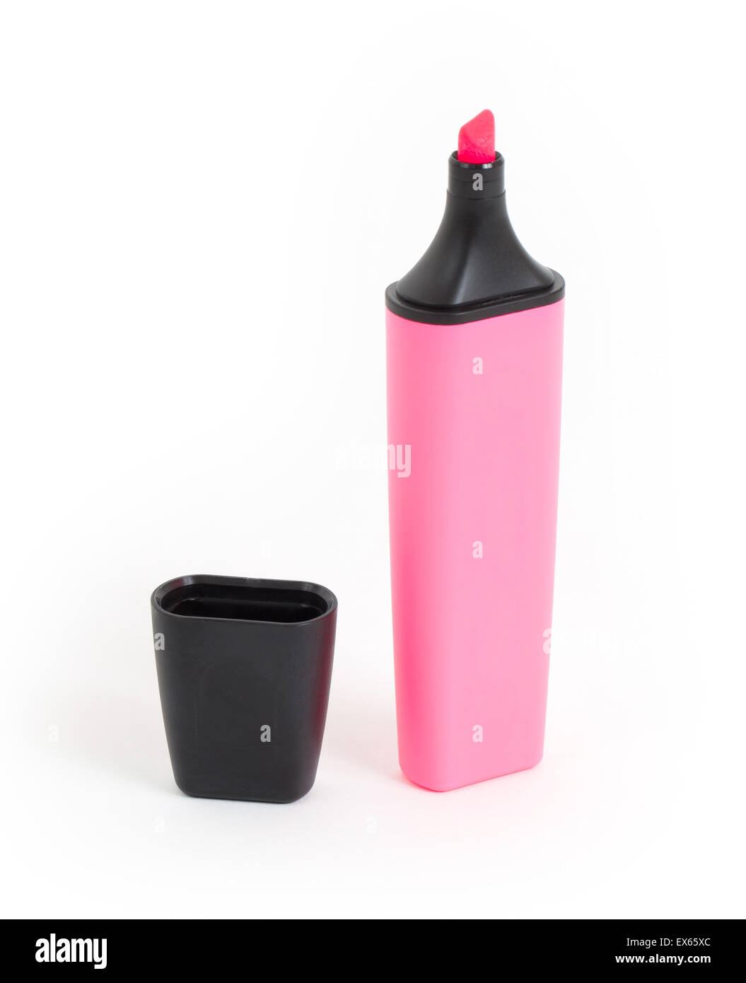 Pink highlighter isolated over a white background Stock Photo - Alamy