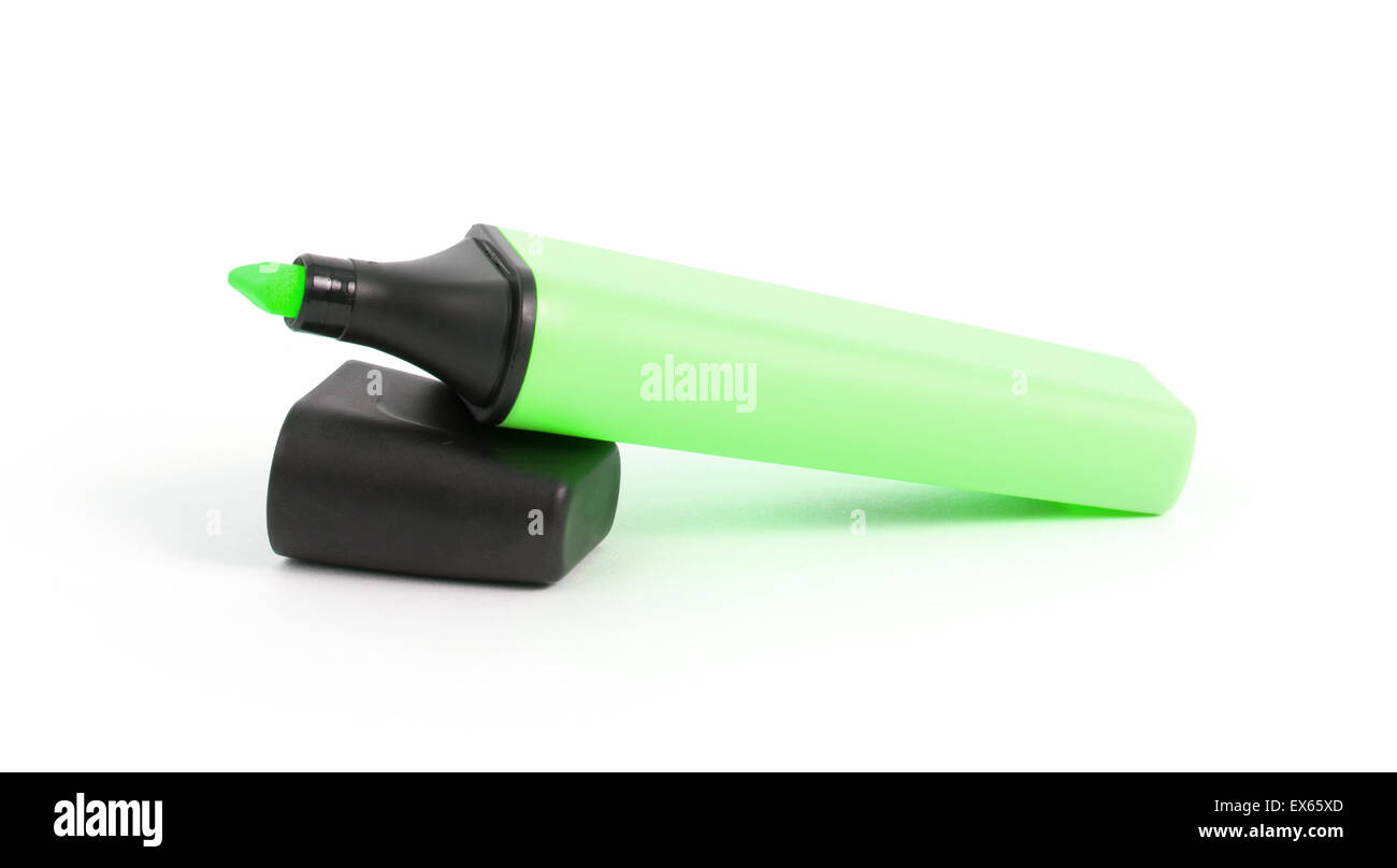 Green highlighter isolated over a white background Stock Photo - Alamy