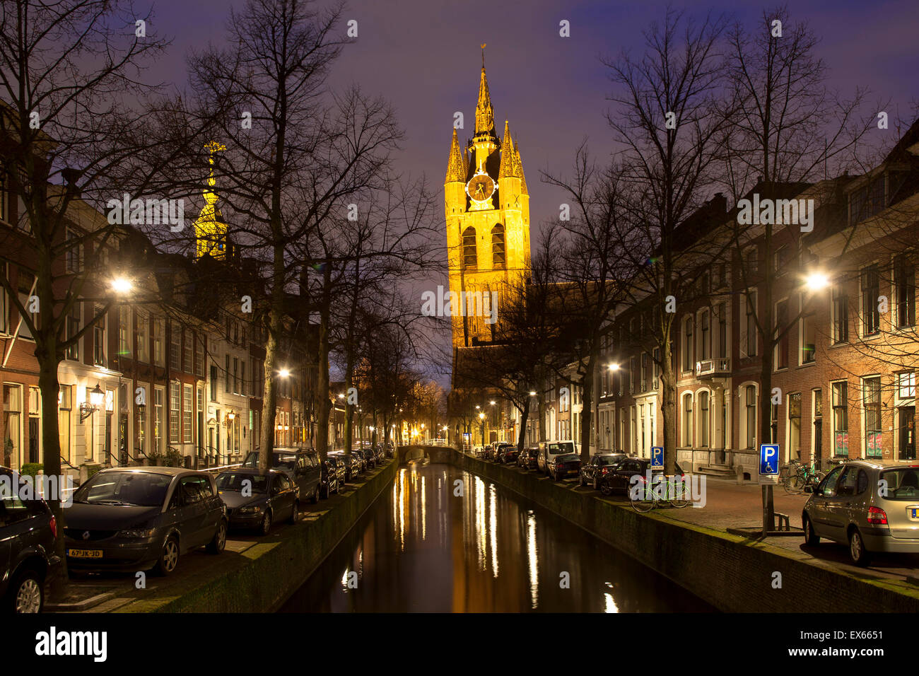 Europe, The Netherlands, South Holland, Delft, the leaning tower of the ...