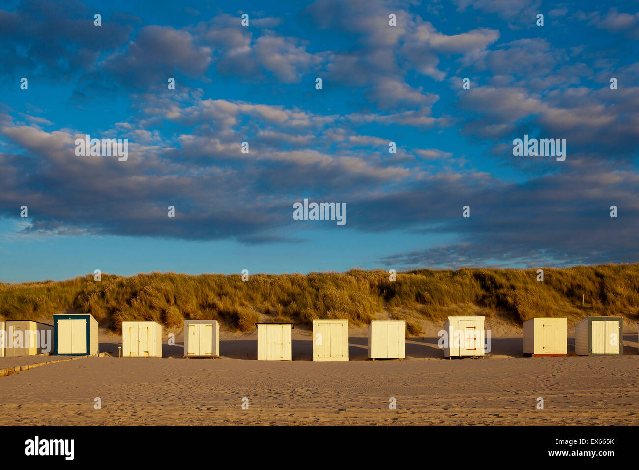 Europe, Netherlands, Zeeland, beach cabins at the beach in Domburg on ...