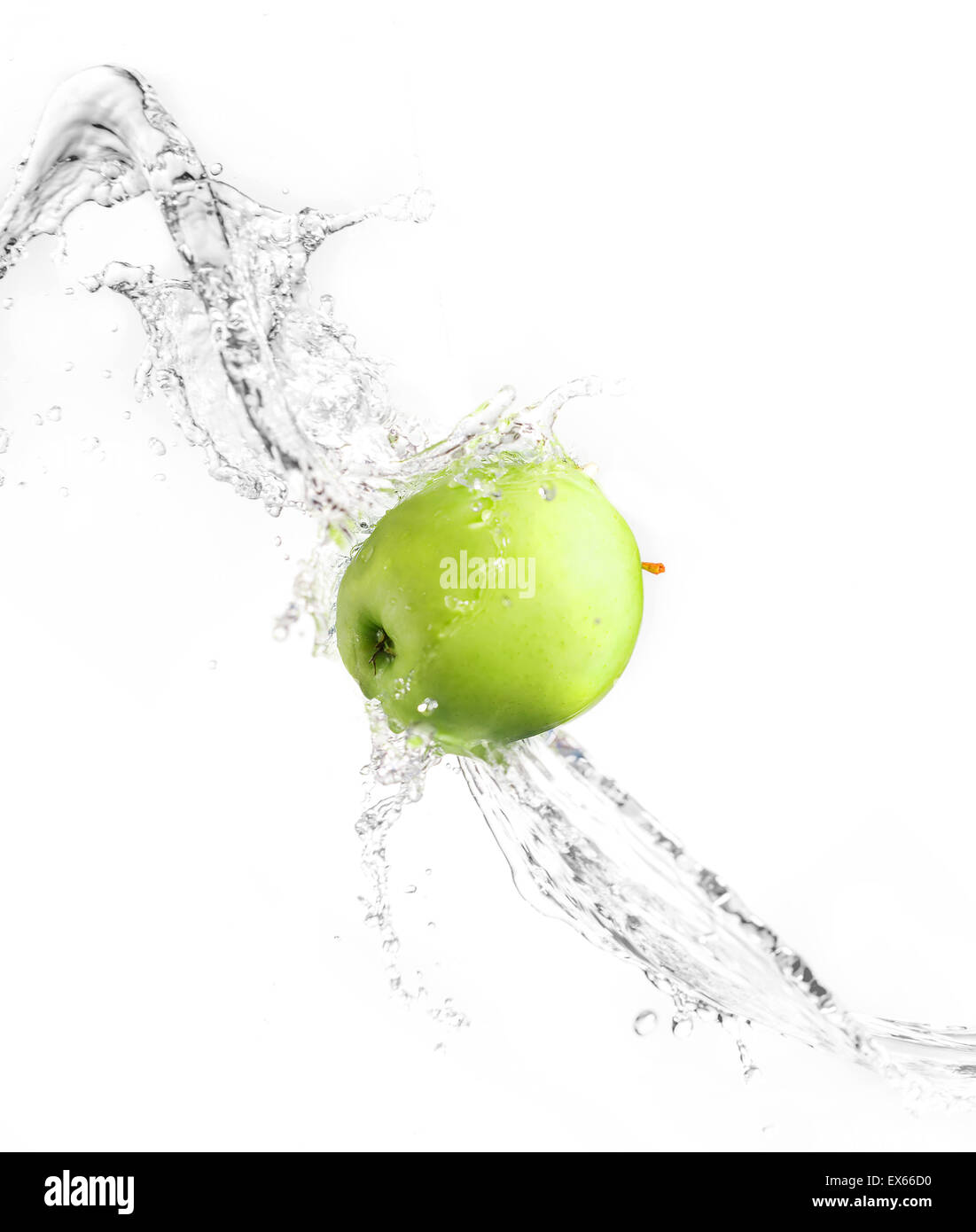 Green apple with water splash, isolated on white background Stock Photo ...