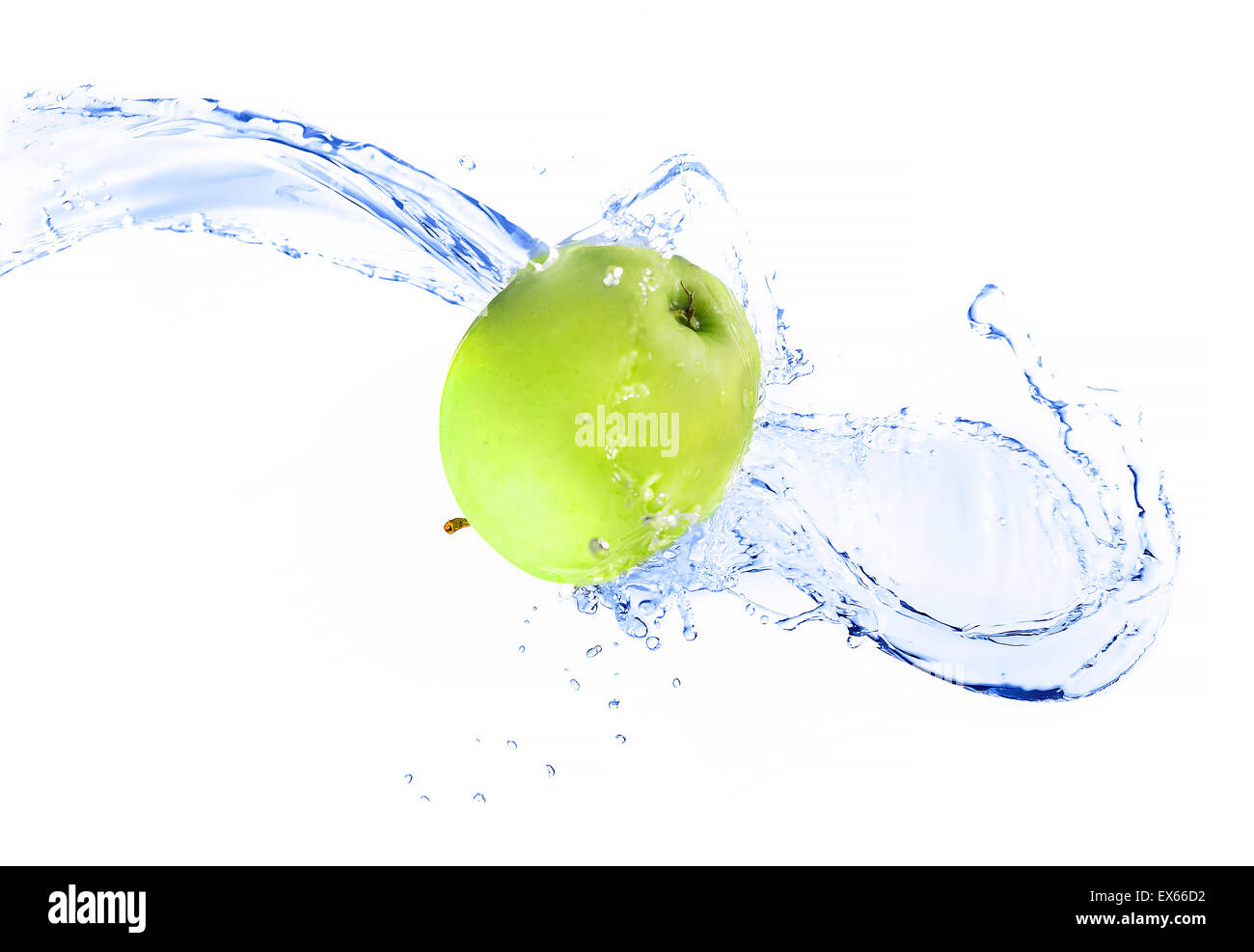 Green apple with water splash, isolated on white background Stock Photo ...