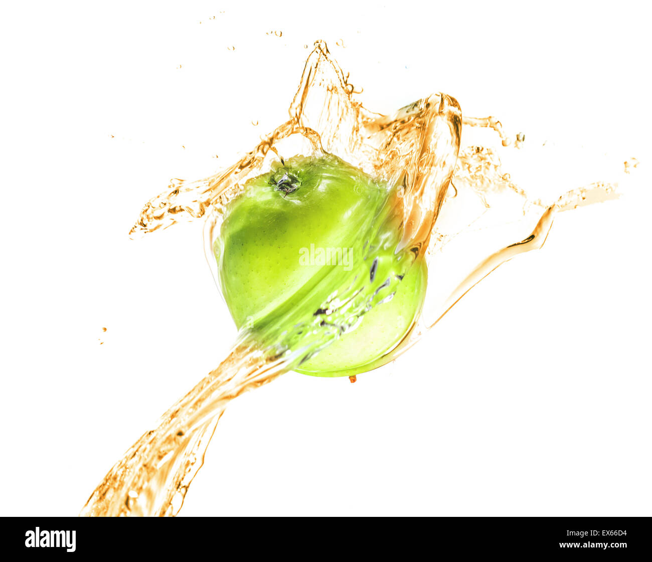 Green apple with water splash, isolated on white background Stock Photo ...